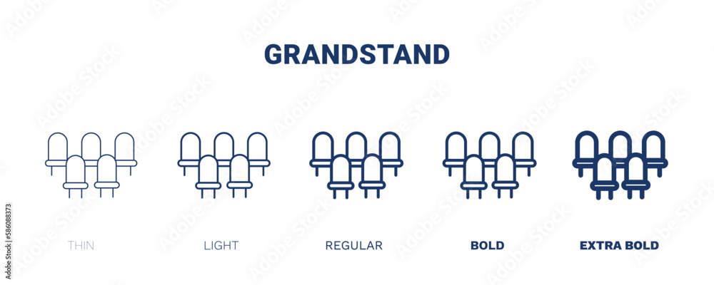 grandstand icon. Thin, light, regular, bold, black grandstand ...