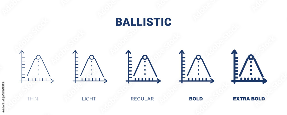 ballistic icon. Thin, light, regular, bold, black ballistic, explosive ...