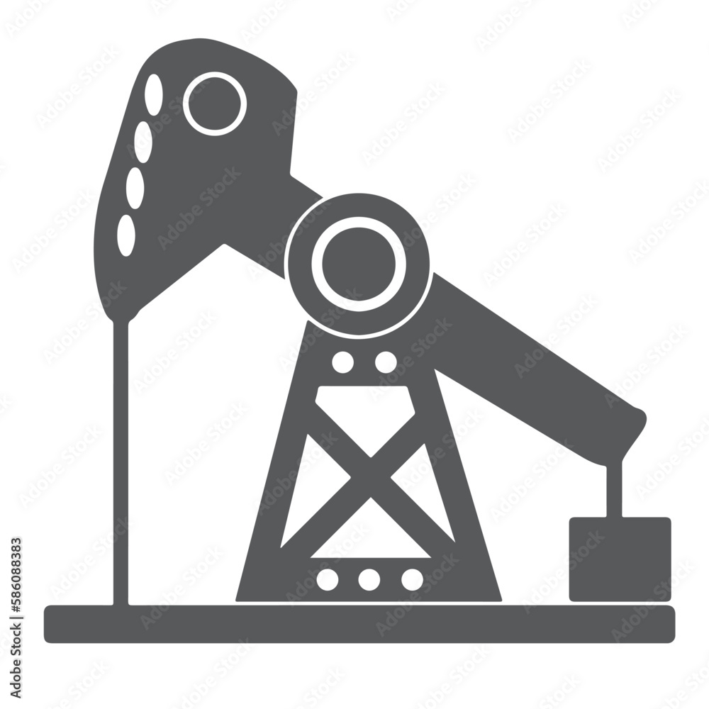 gray pump jack isolated on white background flat vector illustration ...