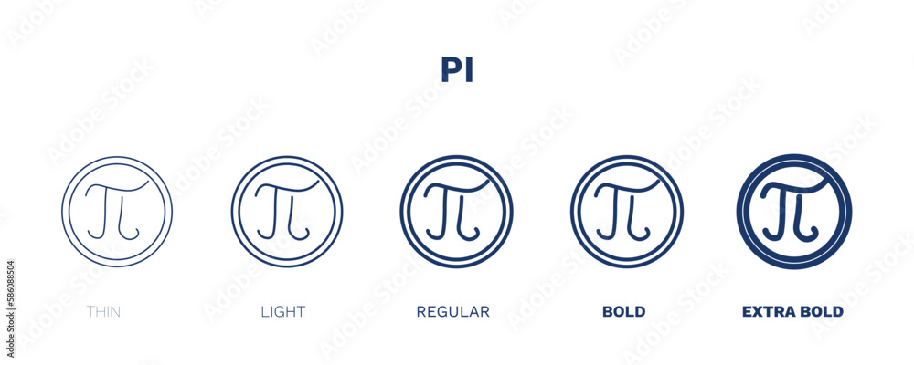 pi icon. Thin, light, regular, bold, black pi, greek icon set from ...