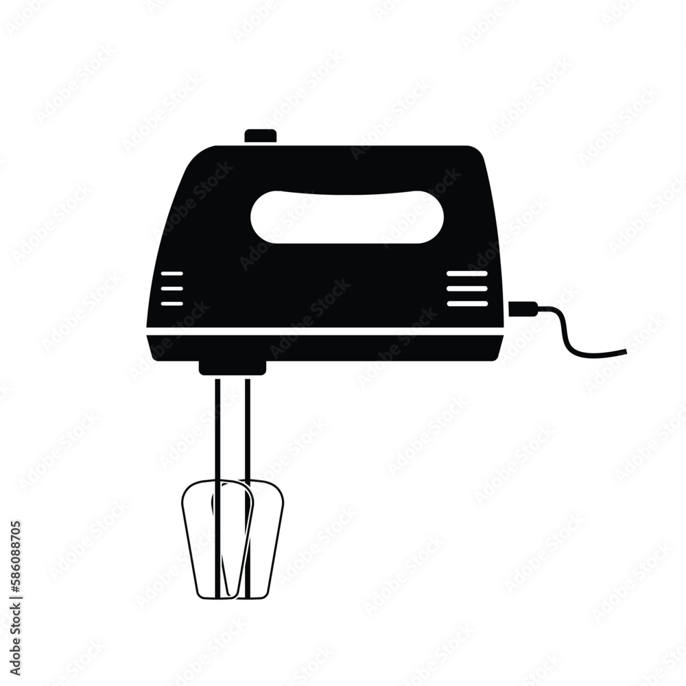 Hand mixer flat silhouette vector isolated on white background ...