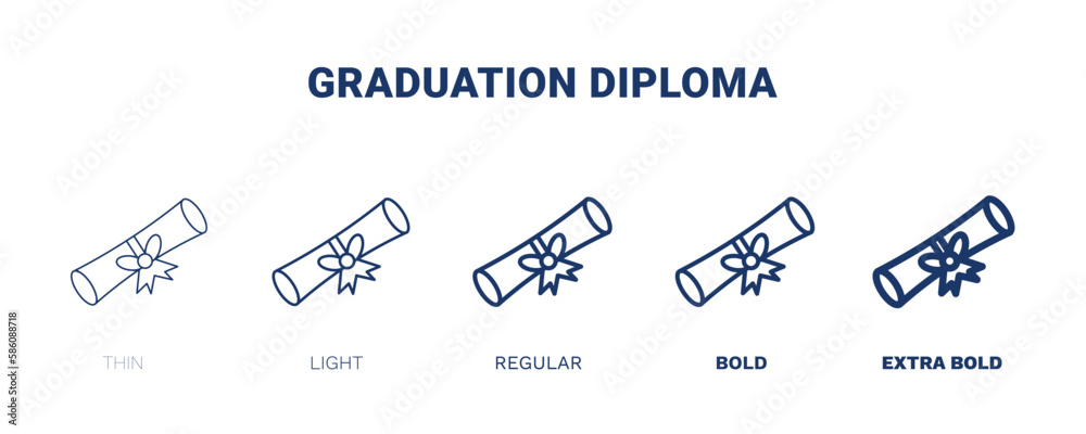 graduation diploma icon. Thin, light, regular, bold, black graduation ...
