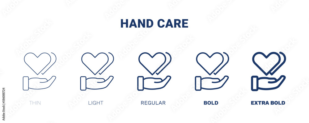 hand care icon. Thin, light, regular, bold, black hand care, care icon ...