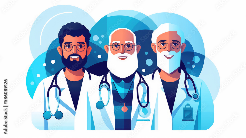 A group of doctors conveying a message of health and wellness on world ...