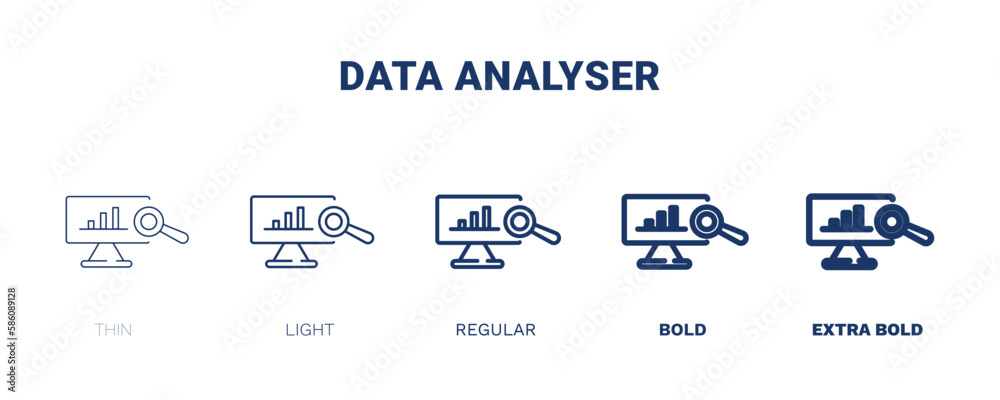 data analyser icons. Thin, light, regular, bold, black data analyser ...