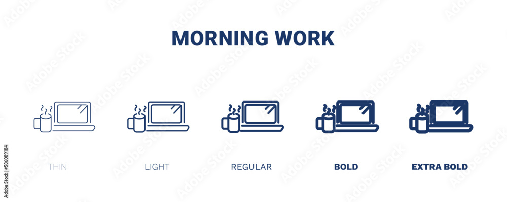Vecteur Stock morning work icons. Thin, light, regular, bold, black ...