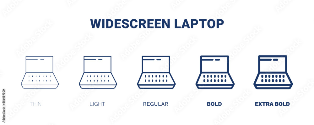 widescreen laptop icons. Thin, light, regular, bold, black widescreen ...