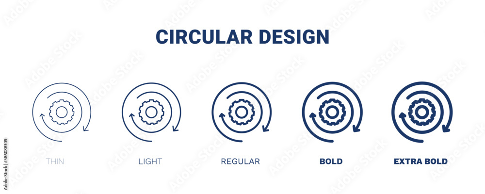 circular design icons. Thin, light, regular, bold, black circular ...
