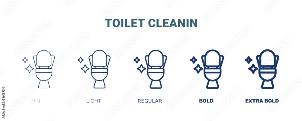 toilet cleanin icon. Thin, light, regular, bold, black toilet cleanin ...