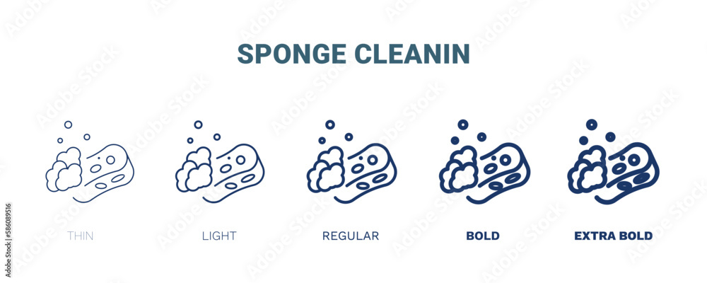 Vetor de sponge cleanin icon. Thin, light, regular, bold, black sponge ...