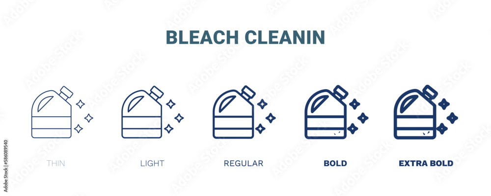 bleach cleanin icon. Thin, light, regular, bold, black bleach cleanin ...