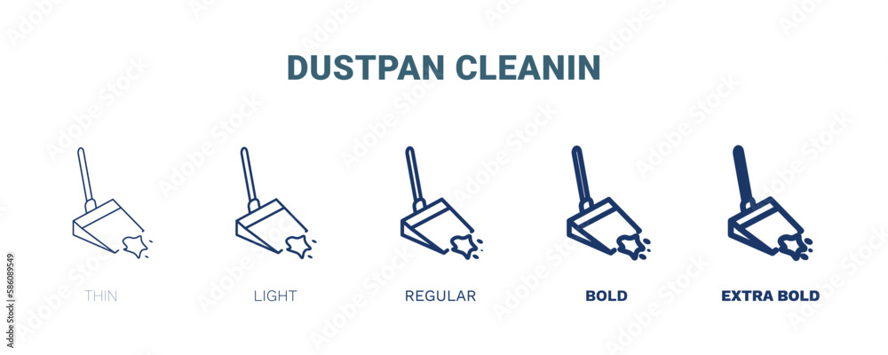 dustpan cleanin icon. Thin, light, regular, bold, black dustpan cleanin ...