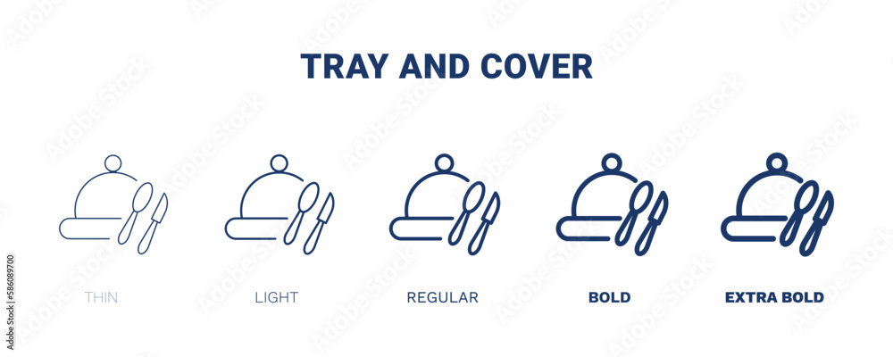Vektorová grafika „tray and cover icon. Thin, light, regular, bold ...