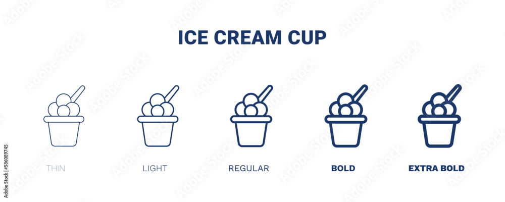 ice cream cup icon. Thin, light, regular, bold, black ice cream cup ...