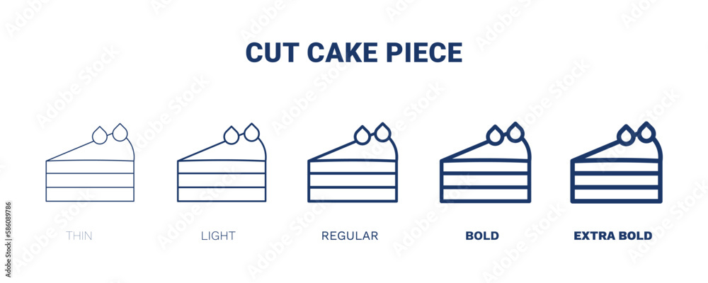 cut cake piece icon. Thin, light, regular, bold, black cut cake piece ...