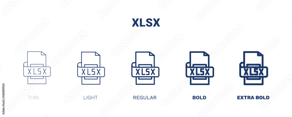 xlsx icon. Thin, light, regular, bold, black xlsx icon set from ...