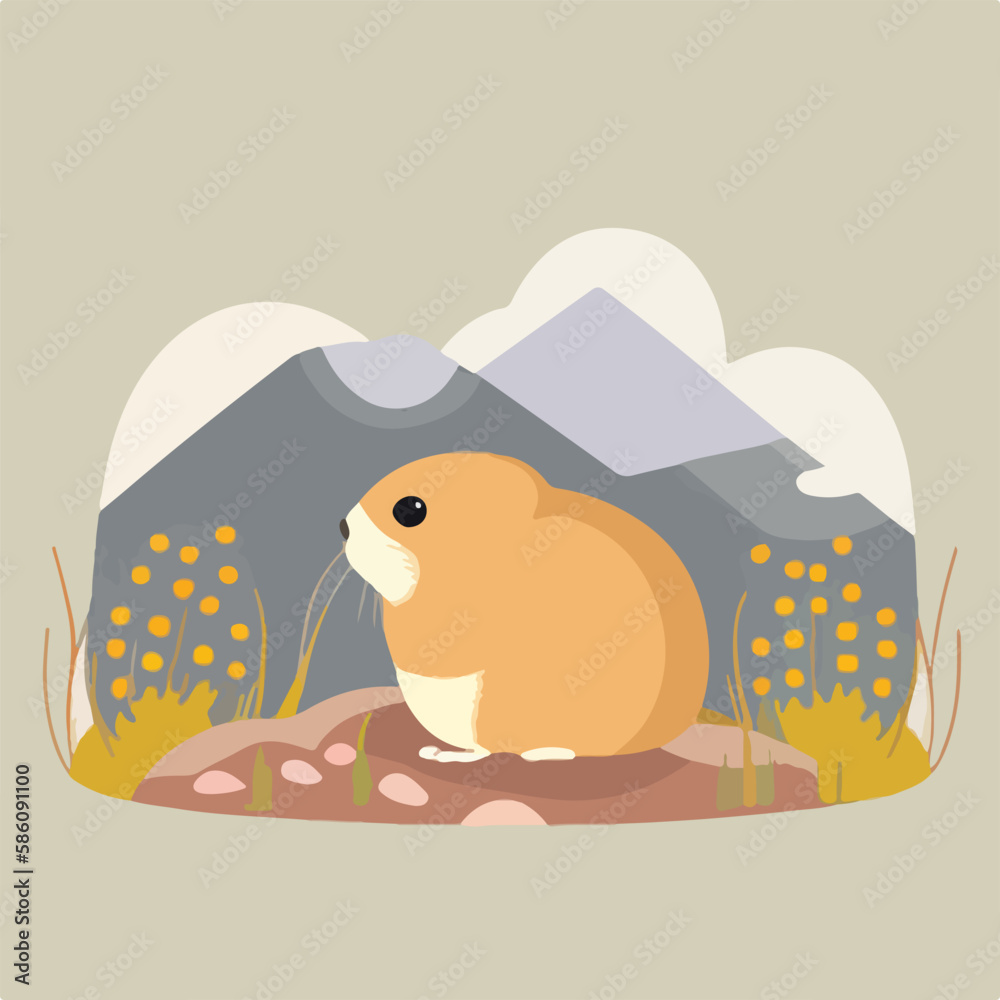 Vetor de Arctic lemming in arctic tundra. Rodents animals in natural ...