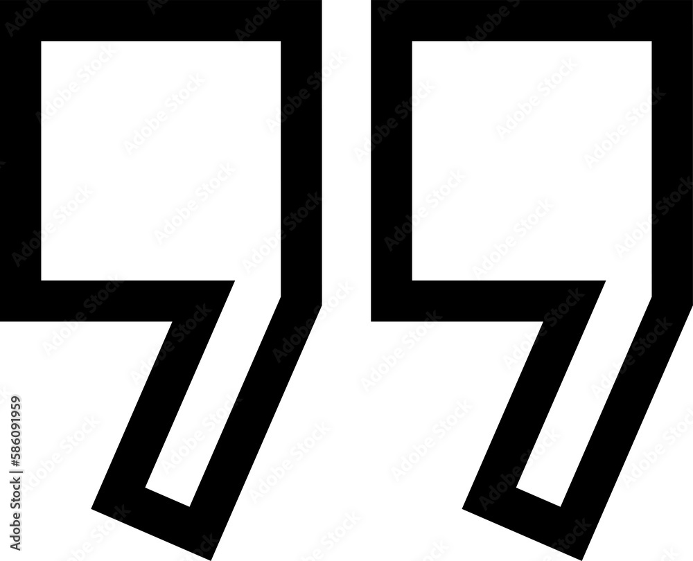 Linear quote mark icon. Outline quotation symbol in png. Line quote ...