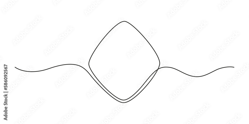 Rhombus frame continuous one line drawing. Border freehand single line ...