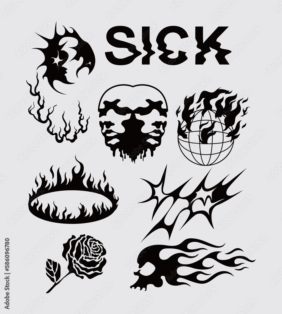 Poster Anti design sick streetwear element brutalism element shape ...