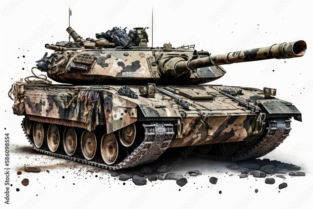 battle tank on white background, with the name of the vehicle and its ...