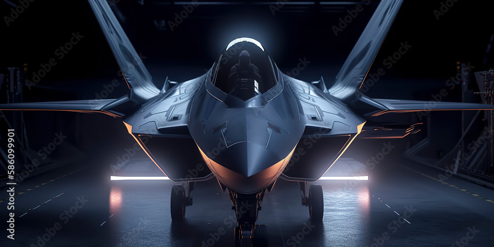 Advanced concept fighter jet featuring laser guns and wing-mounted LEDs ...
