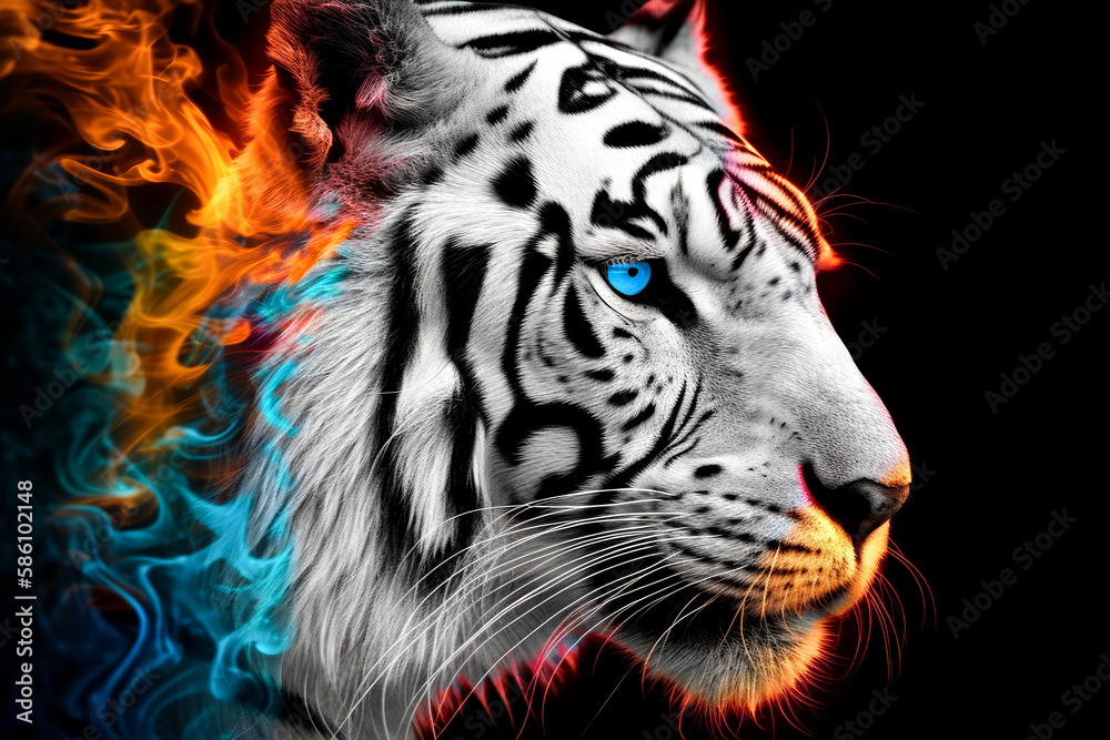 Fire White Tiger Wallpaper