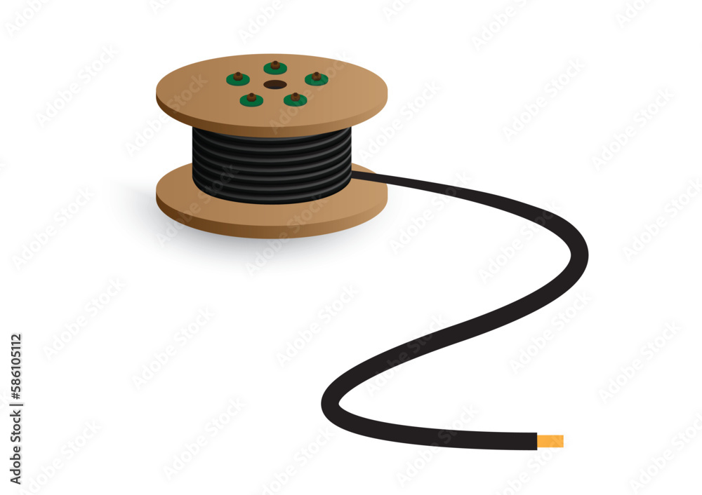 Electrical wire on white background. Copper wire is the electric ...