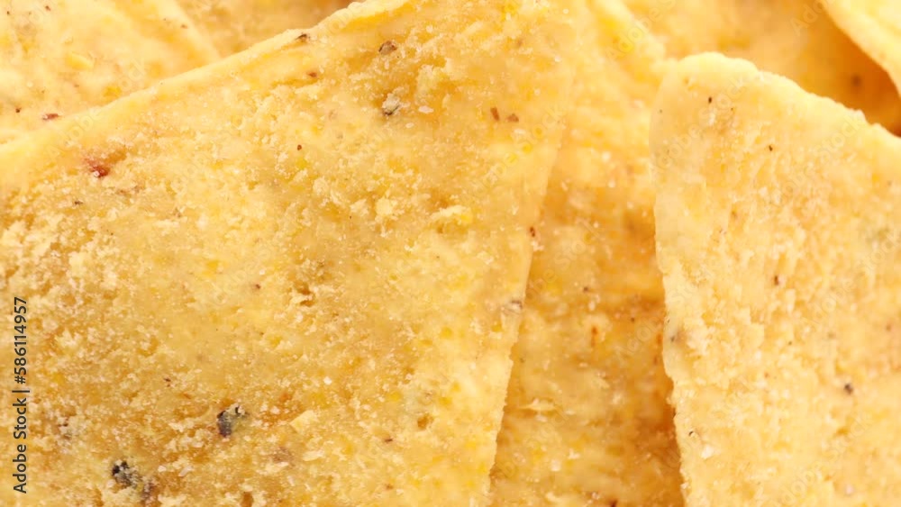 Corn chips, rotation in circle. Traditional mexican food, Nachos Macro ...