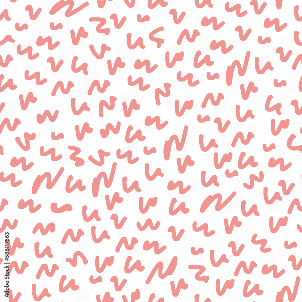Abstract seamless pattern with squiggles. Simple background with pink ...