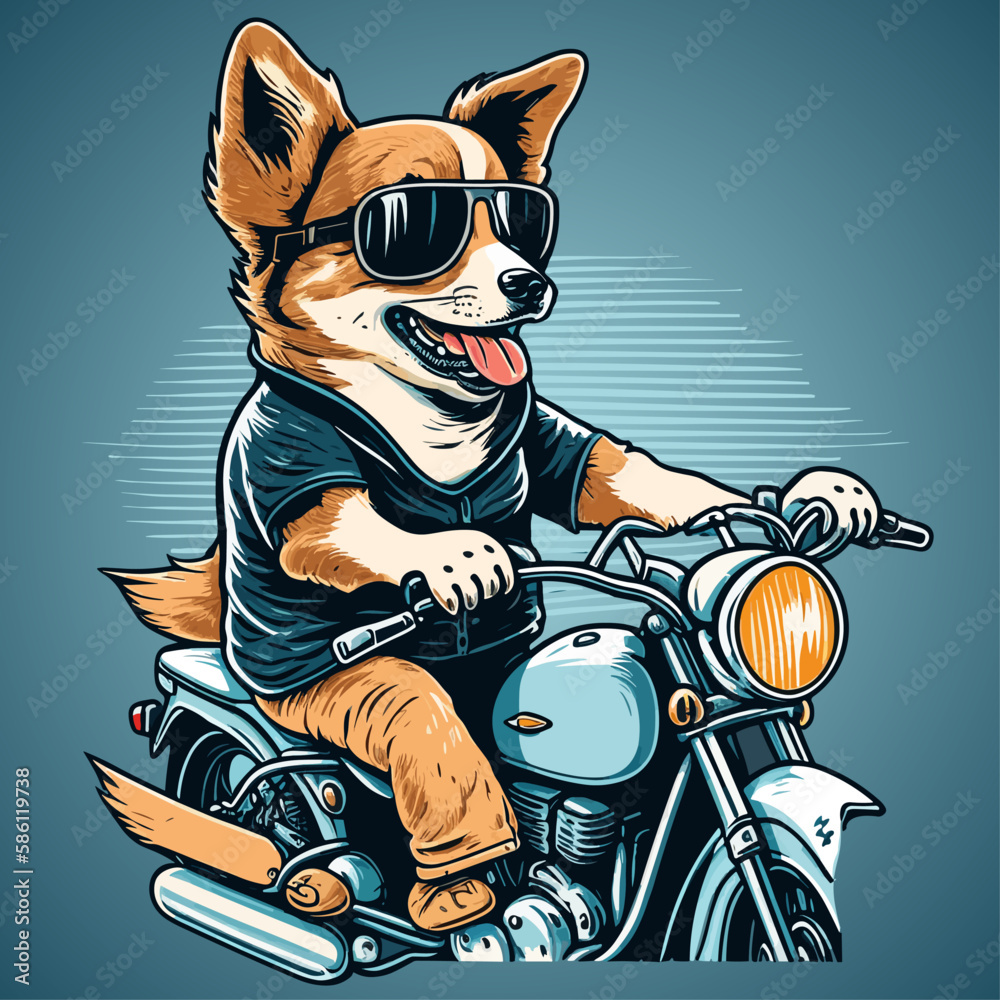 Vector illustration of funny dog riding a motorcycle vector de Stock ...