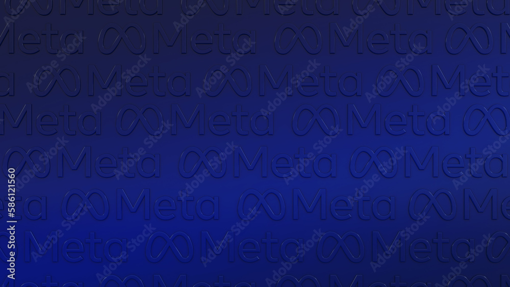 Dark blue background with the Meta corporation logo in an embossed ...