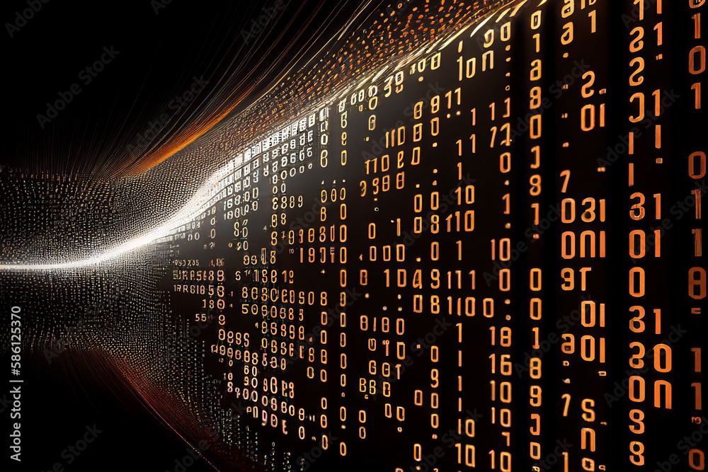 Binary computer matrix code data stream abstract background showing a coding transmission over ...
