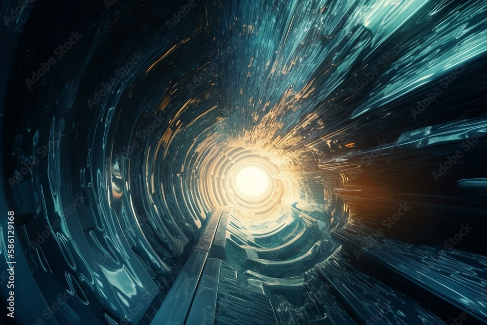 Illustrazione Stock Abstract hyperspace tunnel through space time ...