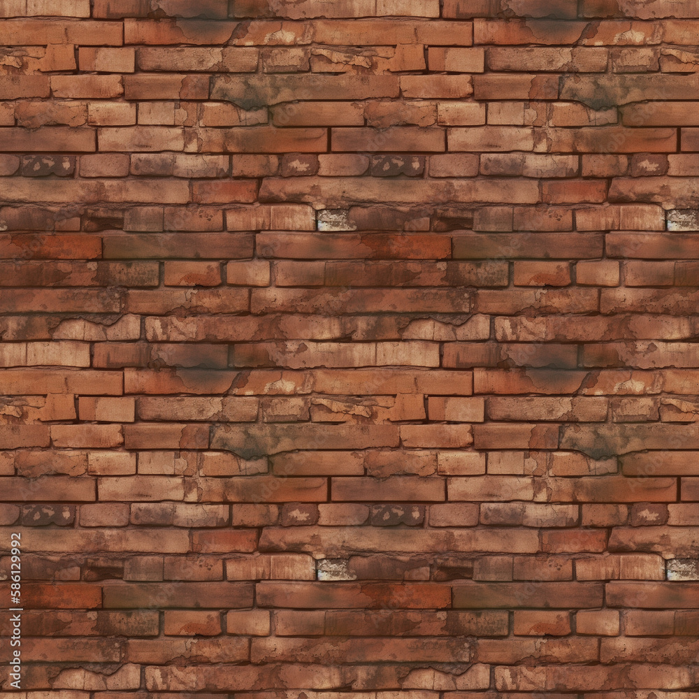 Seamless pattern of an old brick wall with cracks. Bricks background ...