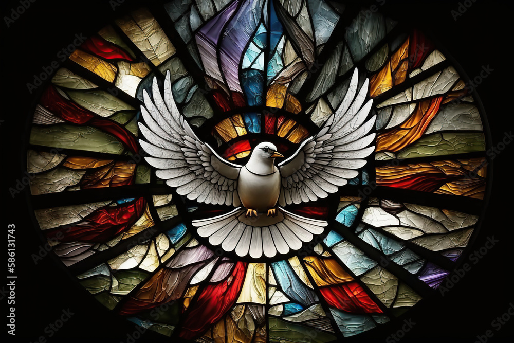 pentecost, beautiful stained glass holy spirit dove, Generative AI ...