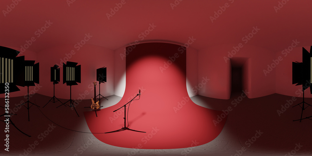 HDRI map, spherical audio studio environment panorama background, 360 ...