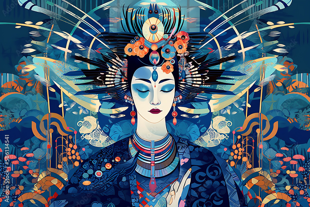 Chinese Opera woman wearing a beautiful silver jeweled imperial Pearls ...