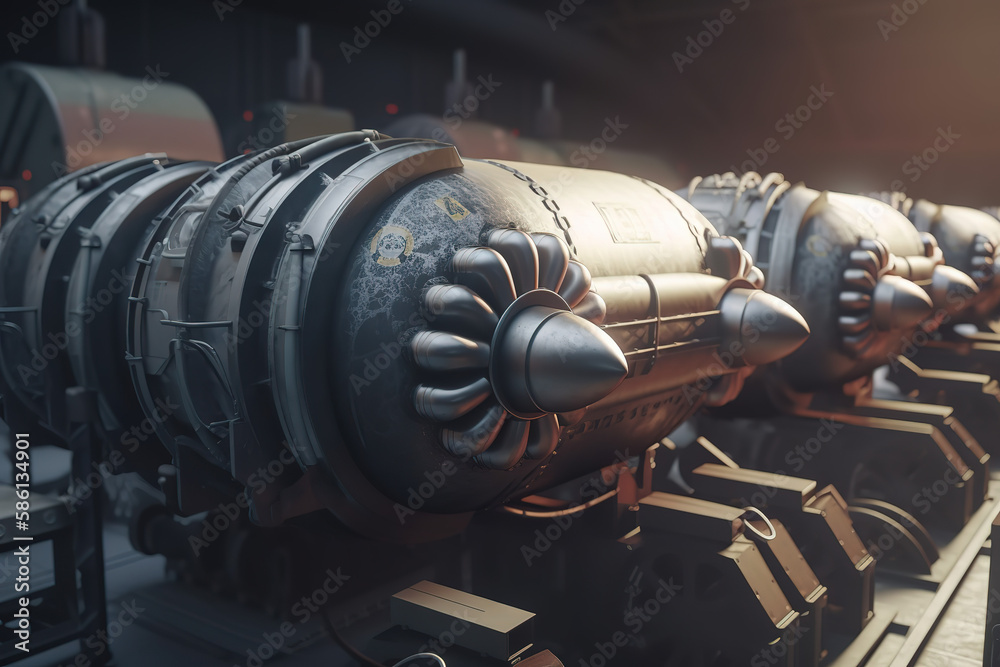 Nuclear weapons and missiles. AI Generated Stock Illustration | Adobe Stock