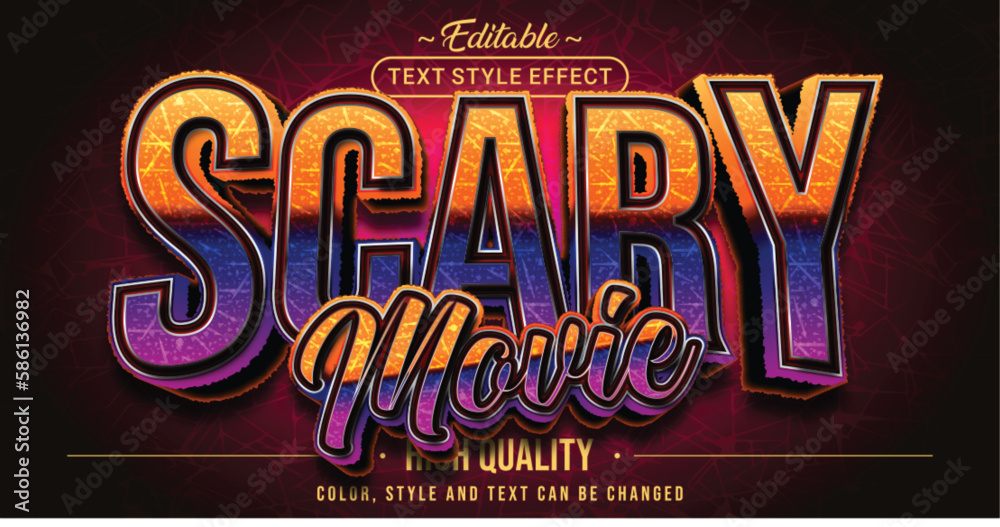Editable text style effect - Scary Movie text style theme. Stock Vector ...