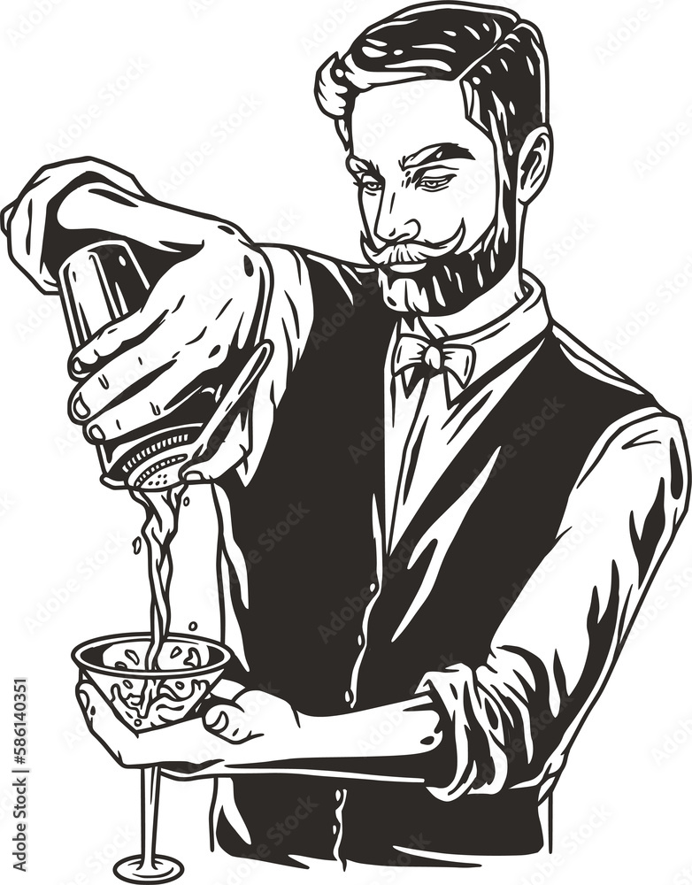 Vintage Bartender Illustration