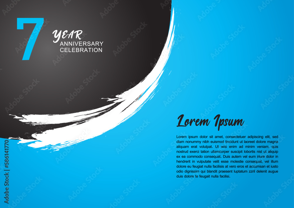 7 year anniversary celebration logotype on blue background for poster ...