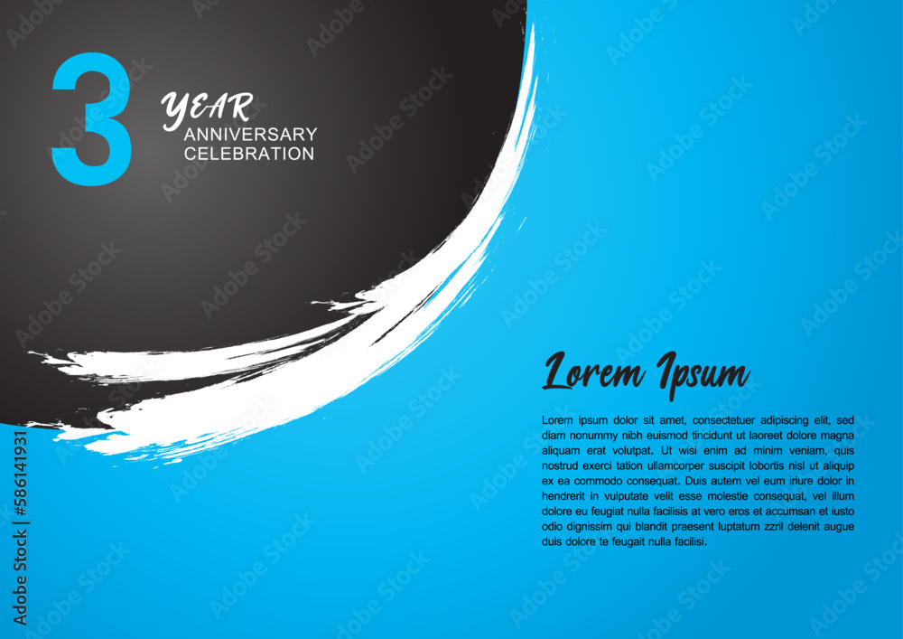 3 year anniversary celebration logotype on blue background for poster ...