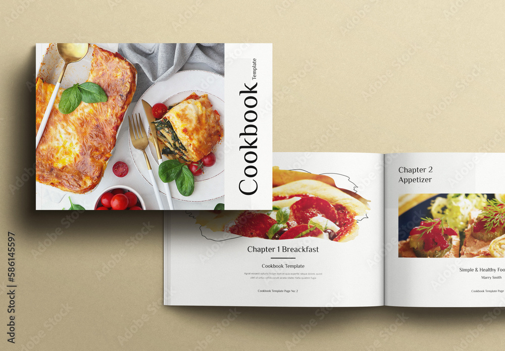 CookBook Template Landscape Stock Template | Adobe Stock