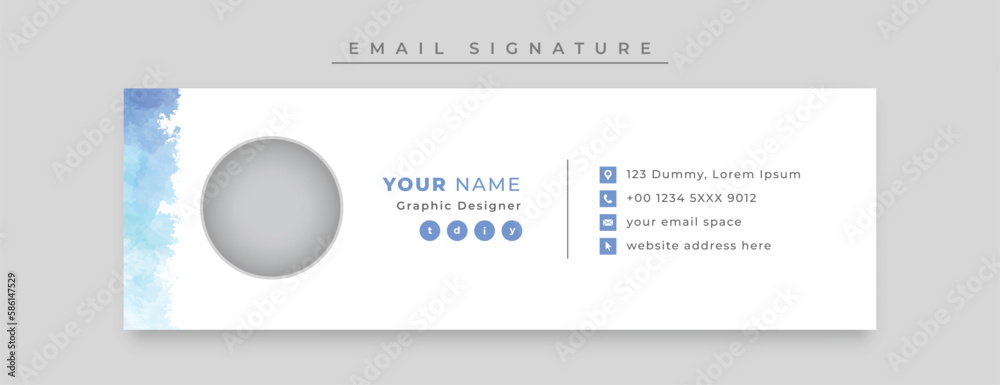Minimal email signature card template design or email footer with ...