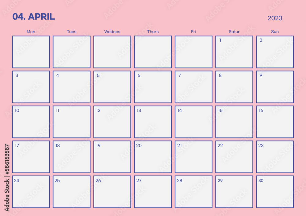 April 2023 simple design digital and printable calendar template ...