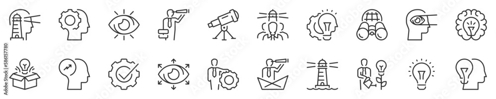 Vision and innovation, business concepts concepts thin line icon set ...