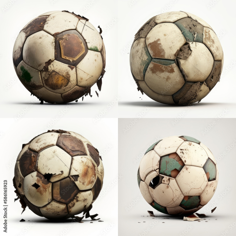 Generative AI illustration of vintage old soccer ball Stock ...