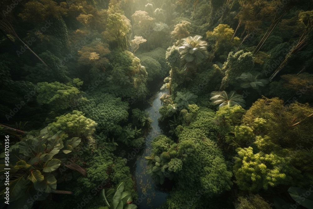 Top view of rain forest landscape, concept of Aerial Perspective and ...