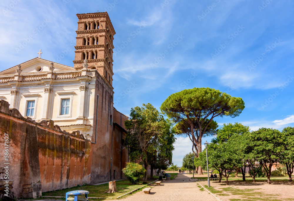 Basilica dei Santi Bonifacio e Alessio on Aventine hill in Rome, Italy ...